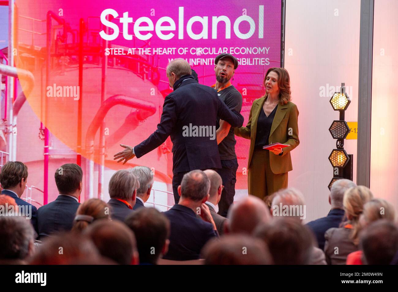 A climate activist pictured during the inauguration of Steelanol, the ...