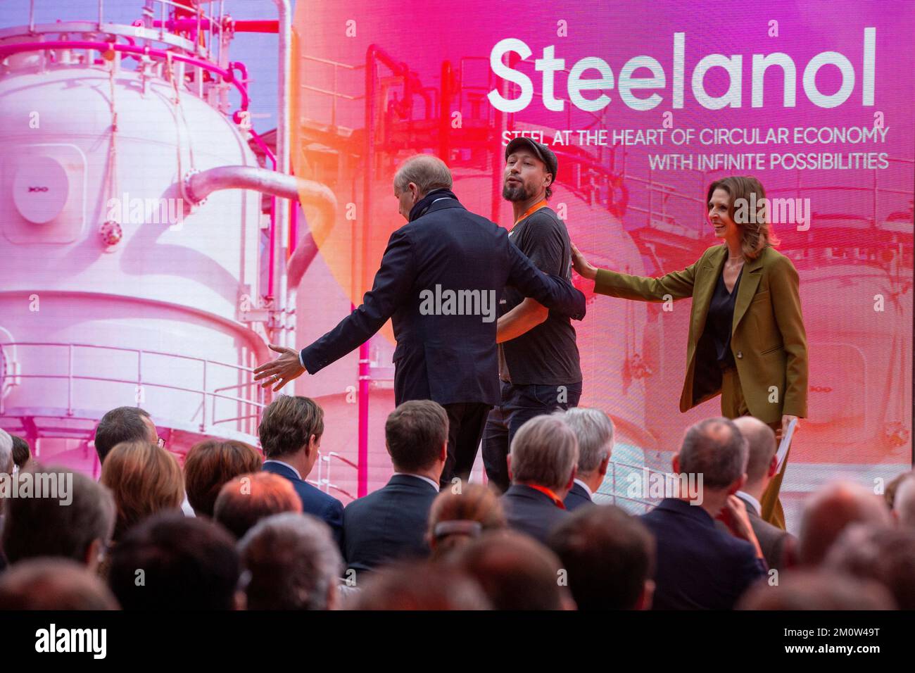A climate activist pictured during the inauguration of Steelanol, the ...
