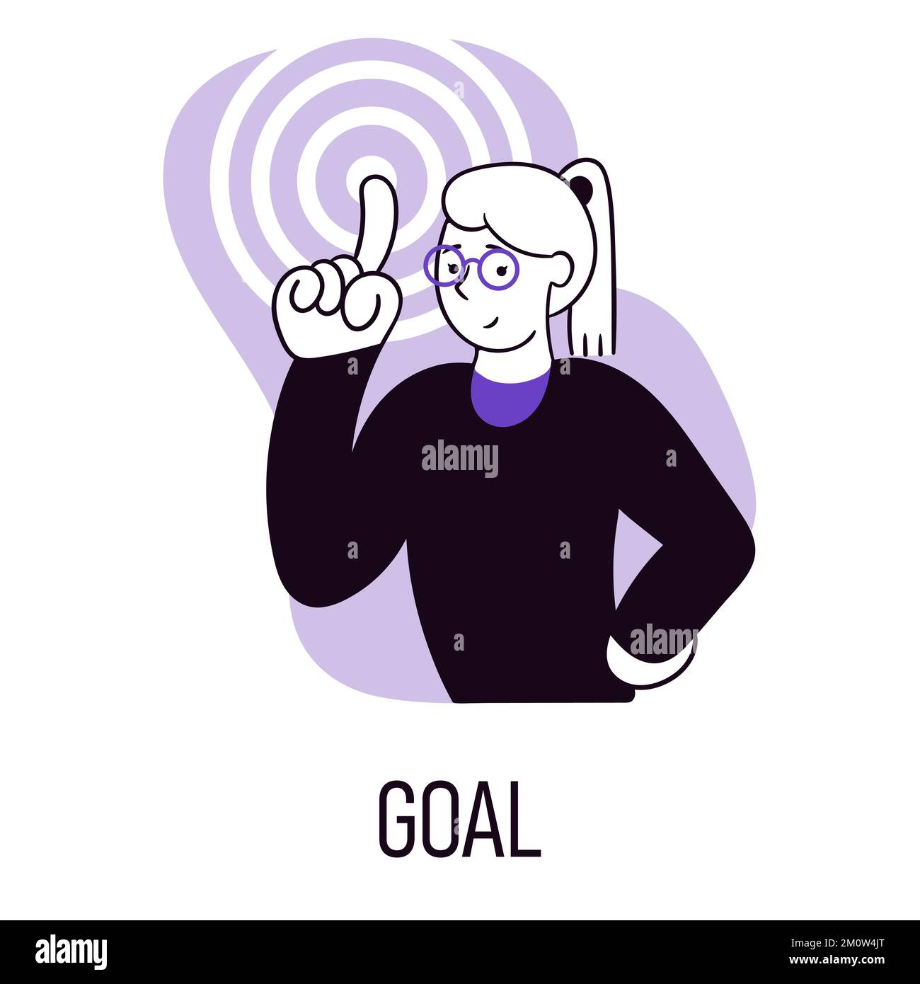 Vector illustration. Office manager making new professional goals ...