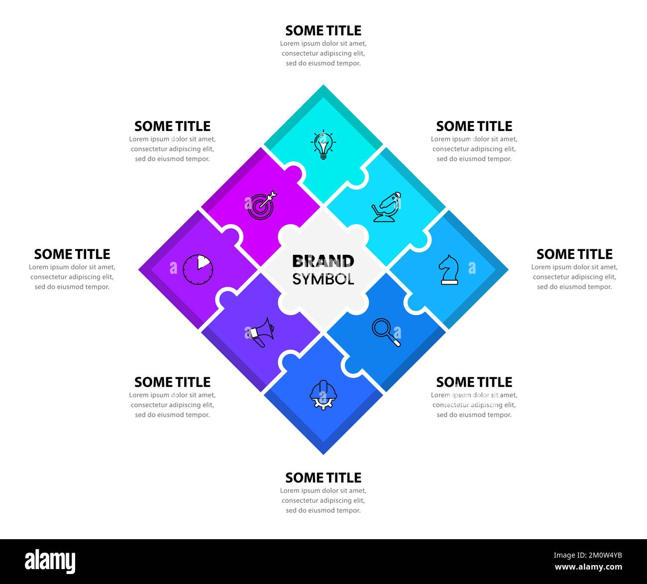 Infographic template with icons and 8 options or steps. Puzzle. Can be ...