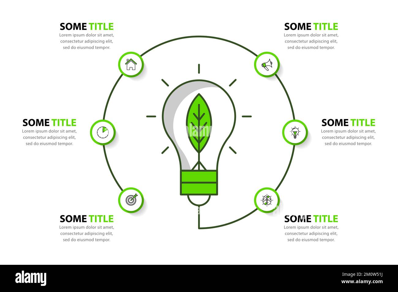 Infographic template with icons and 6 options or steps. Green energy ...