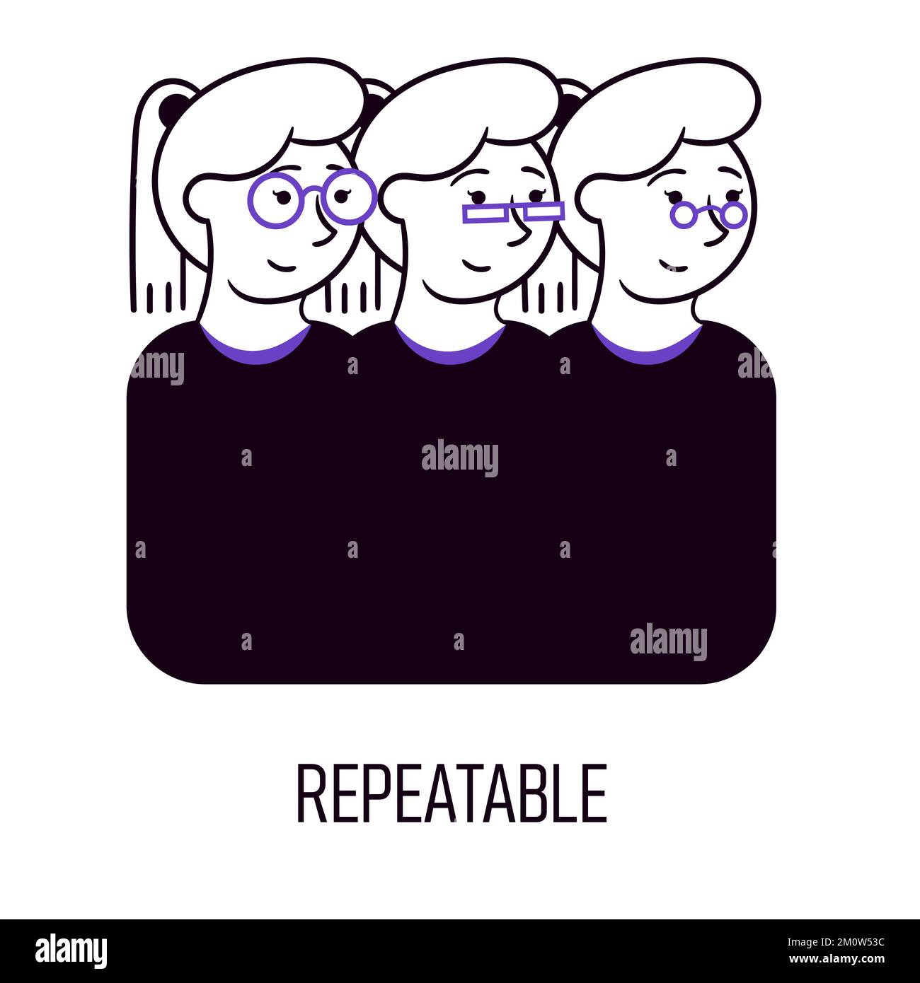 Vector illustration.Group of employees working on same ideas and ...