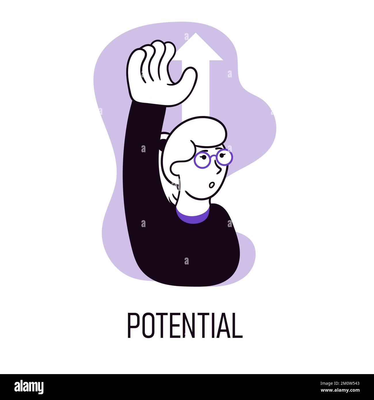 Vector illustration. Motivated and ambitious employee showing personal ...