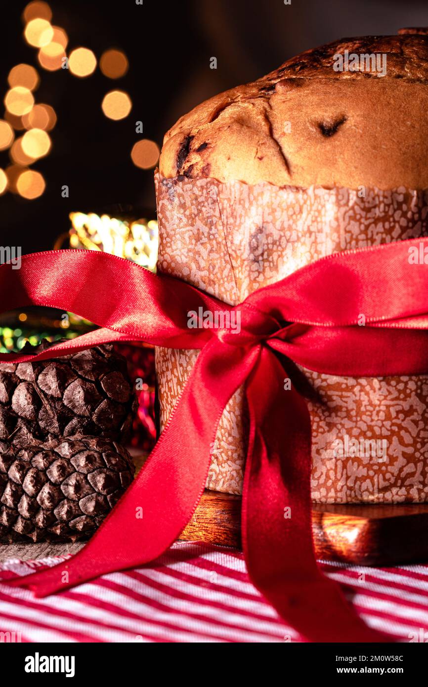 Fruit and Chocolate Chips Cake Served on a Wood Table decorated for ...