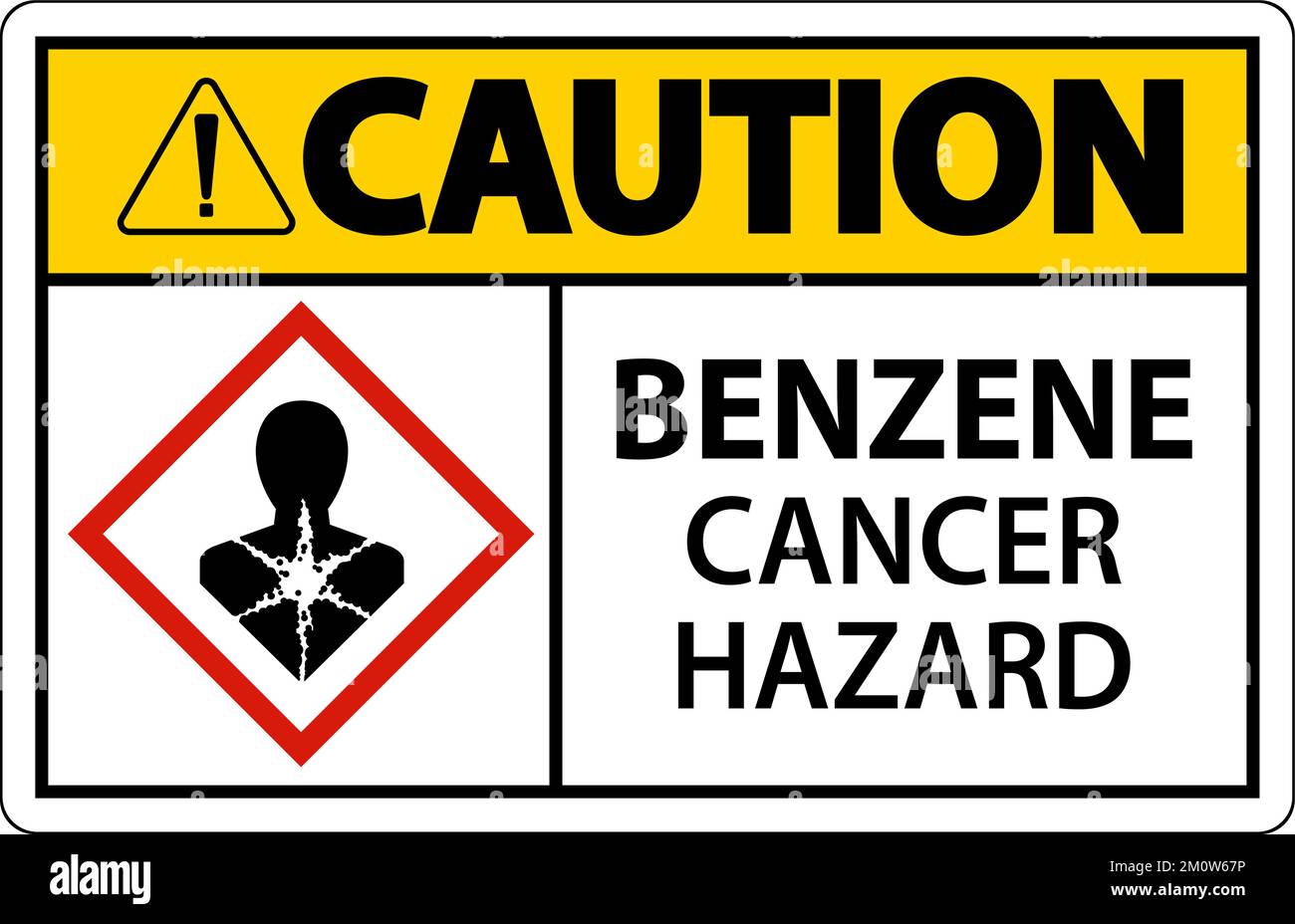 Caution Benzene Cancer Hazard GHS Sign On White Background Stock Vector ...