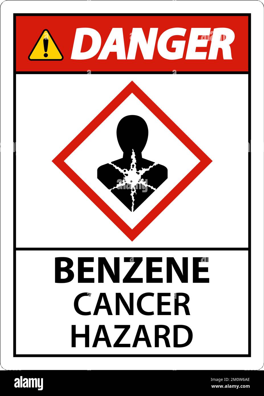 Danger Benzene Cancer Hazard GHS Sign On White Background Stock Vector ...