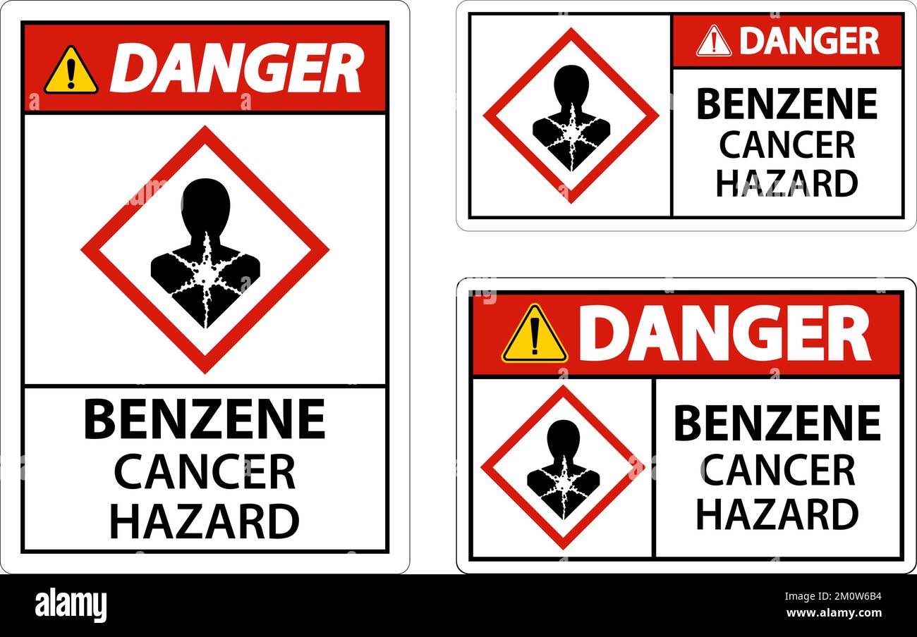 Danger Benzene Cancer Hazard GHS Sign On White Background Stock Vector ...