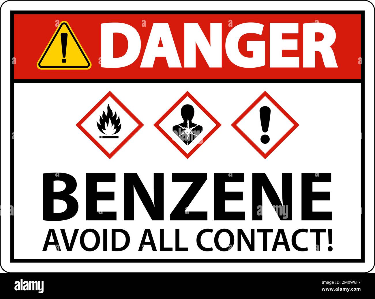 Danger Benzene Avoid All Contact GHS Sign On White Background Stock ...