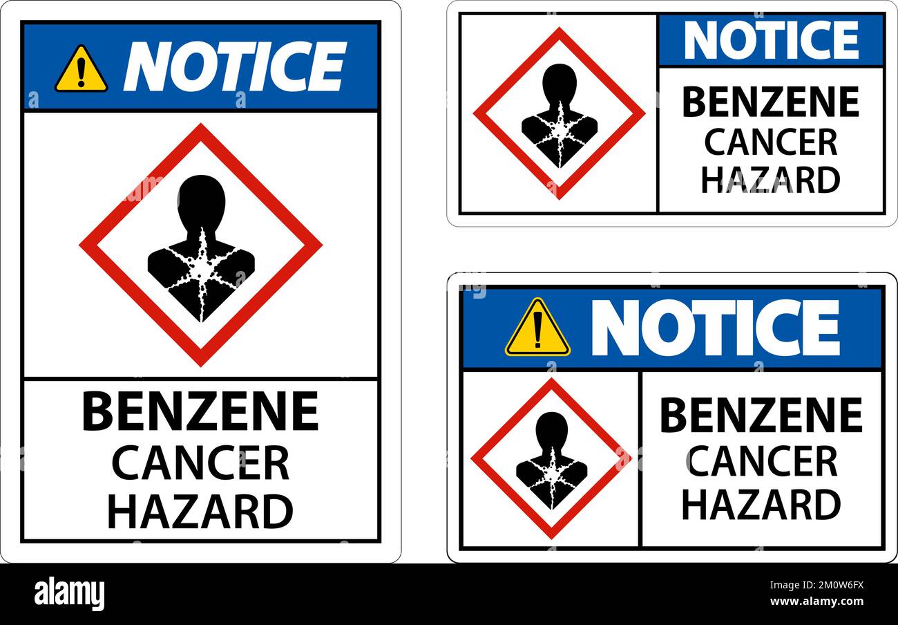 Notice Benzene Cancer Hazard GHS Sign On White Background Stock Vector ...
