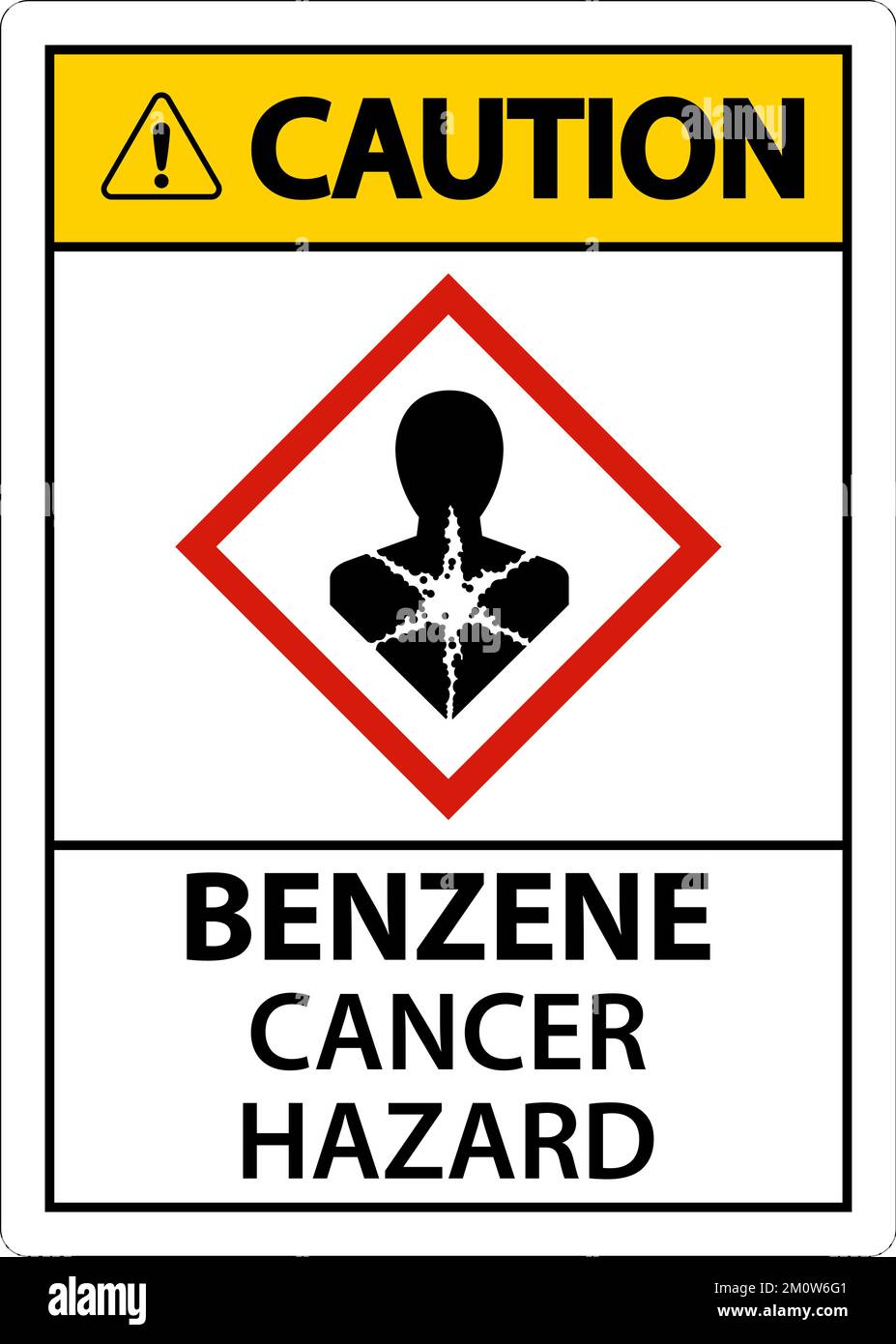Caution Benzene Cancer Hazard GHS Sign On White Background Stock Vector ...