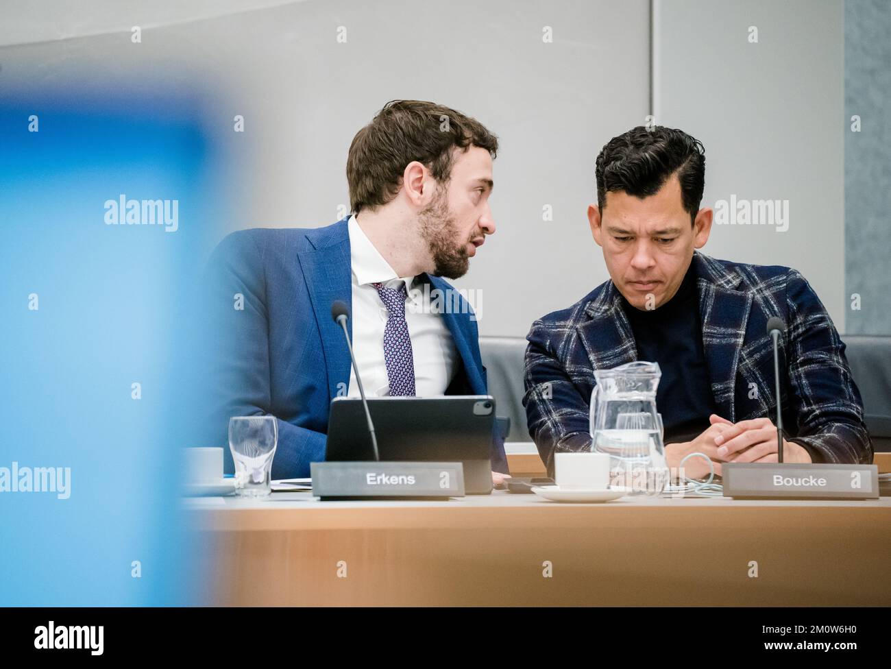 THE HAGUE - Silvio Erkens (VVD) and Raopul Boucke (D66) during a ...