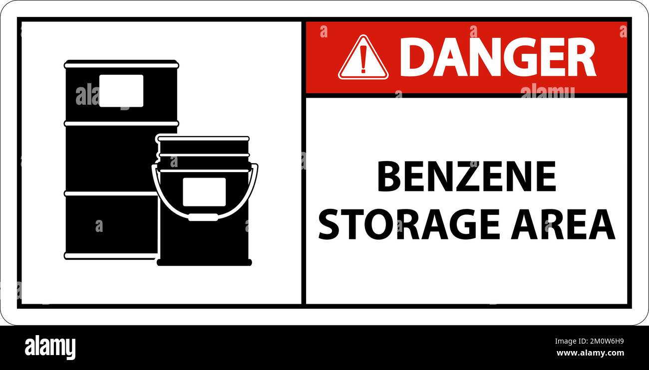 Danger Benzene Storage Area Sign On White Background Stock Vector Image ...
