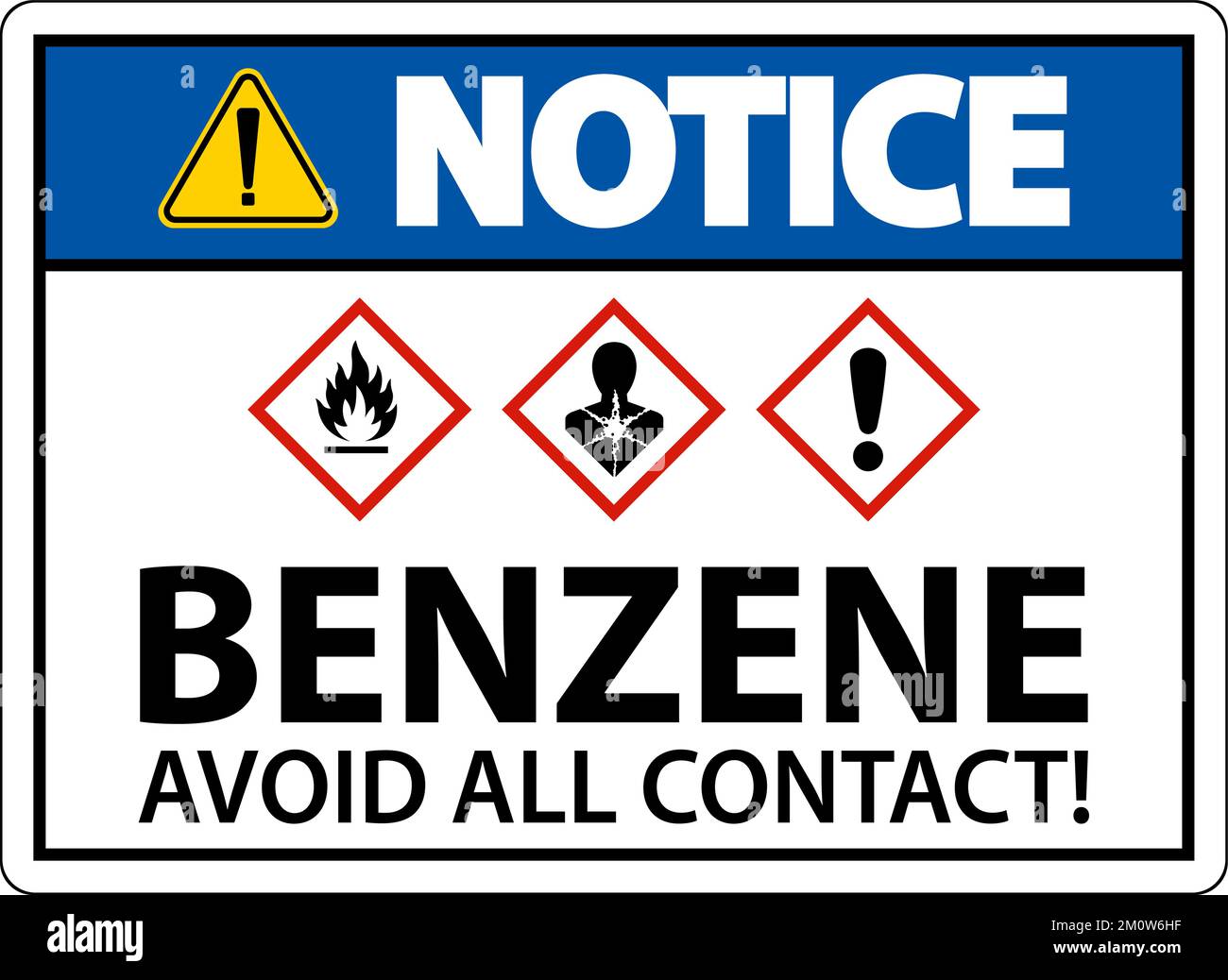 Notice Benzene Avoid All Contact GHS Sign On White Background Stock ...