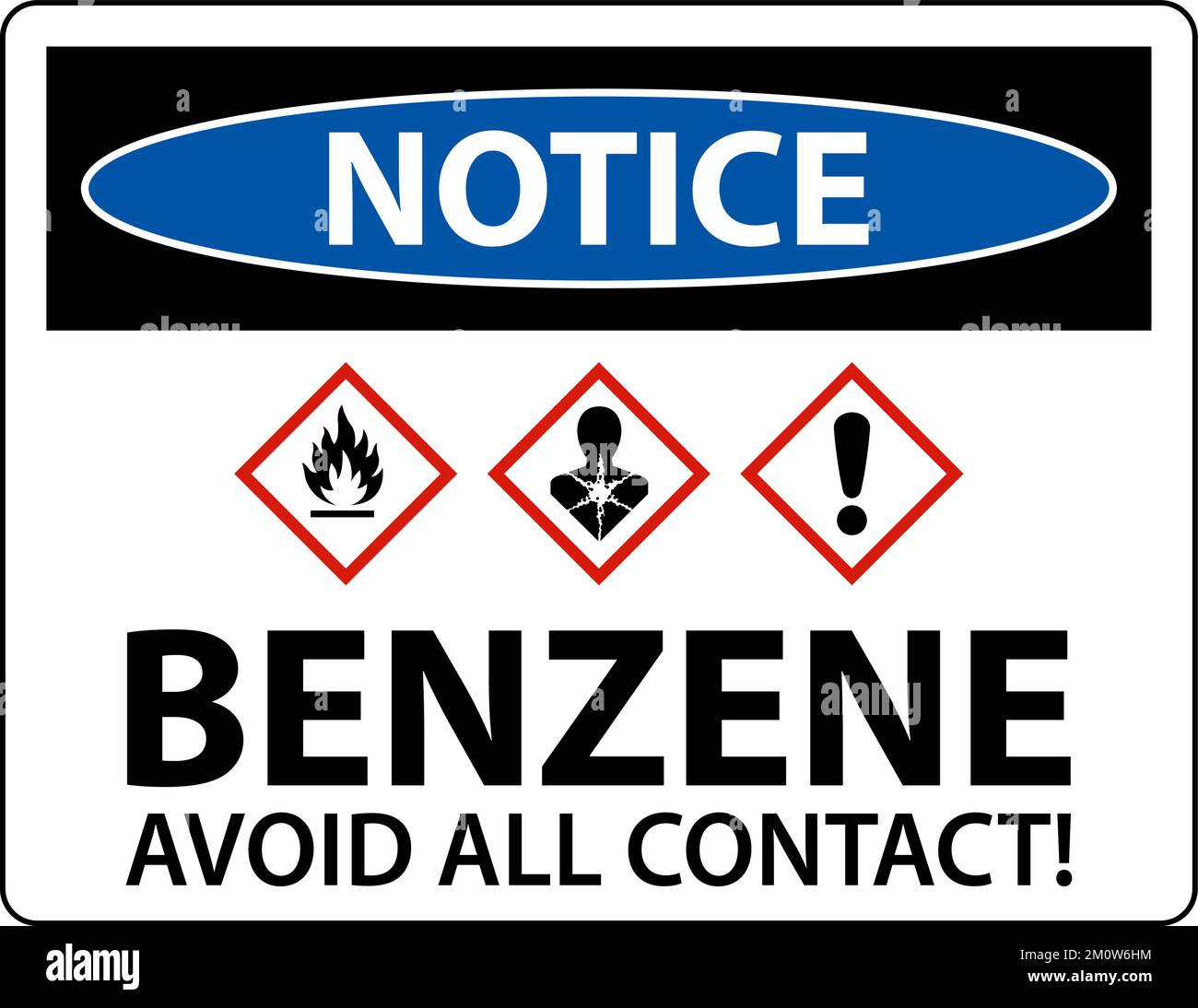 Notice Benzene Avoid All Contact GHS Sign On White Background Stock ...