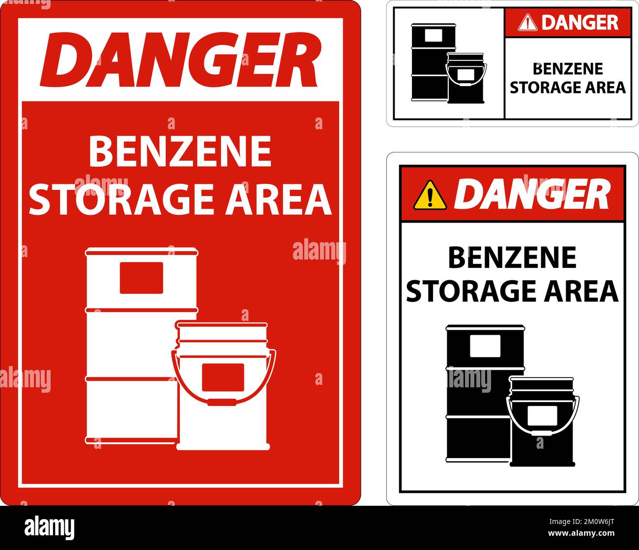 Danger Benzene Storage Area Sign On White Background Stock Vector Image ...