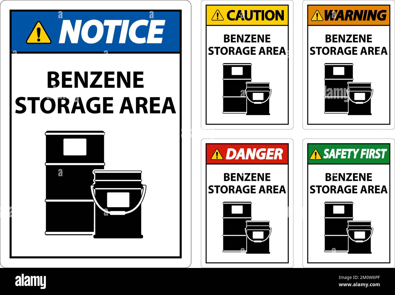 Caution Benzene Storage Area Sign On White Background Stock Vector ...