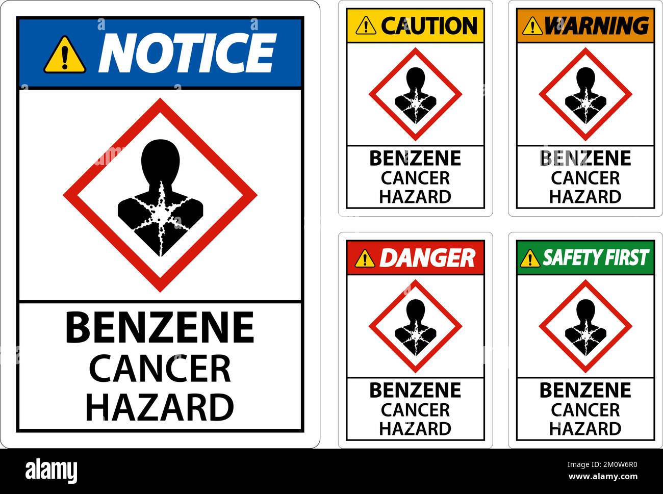 Danger Benzene Cancer Hazard GHS Sign On White Background Stock Vector ...