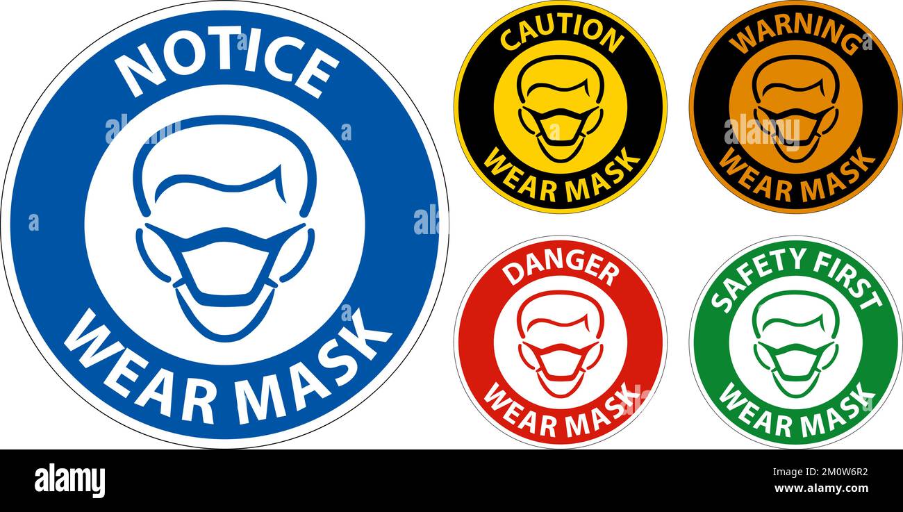 Wear Mask Sign On White Background Stock Vector Image & Art - Alamy