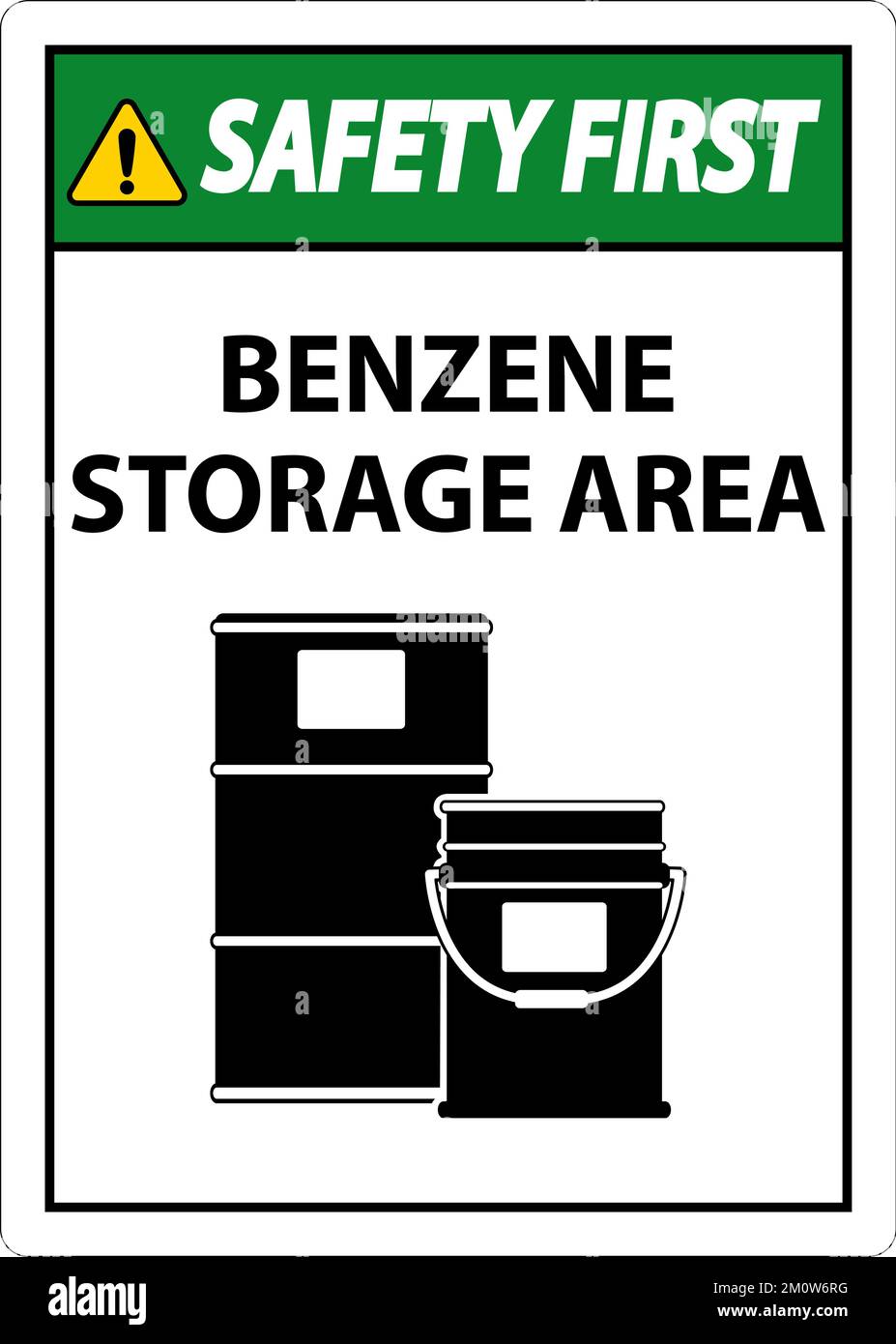 Safety First Benzene Storage Area Sign On White Background Stock Vector ...