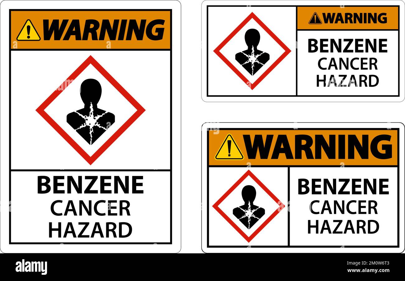 Warning Benzene Cancer Hazard GHS Sign On White Background Stock Vector ...