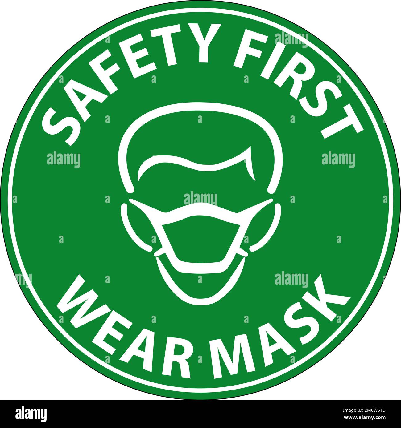 Safety First Wear Mask Sign On White Background Stock Vector Image ...