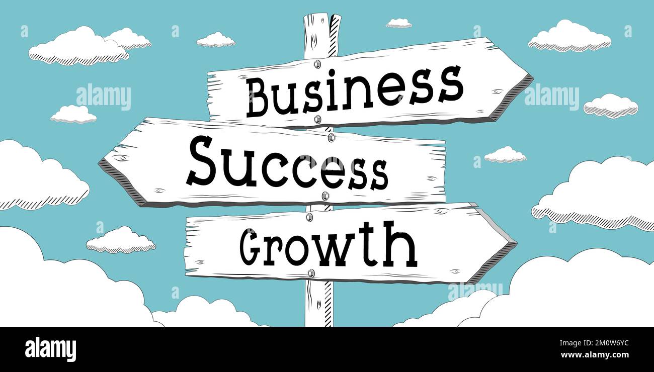 Business, success, growth - outline signpost with three arrows Stock ...