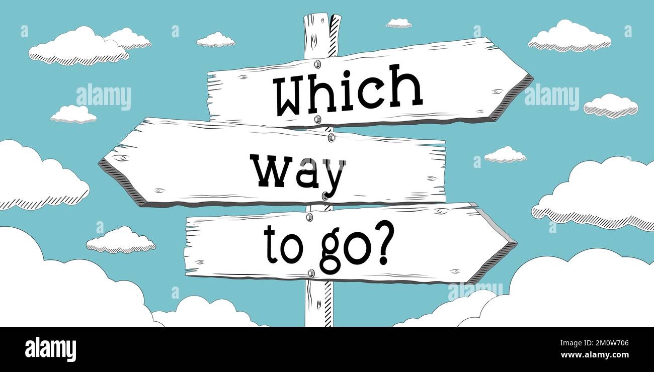 Which way to go - outline signpost with three arrows Stock Photo - Alamy