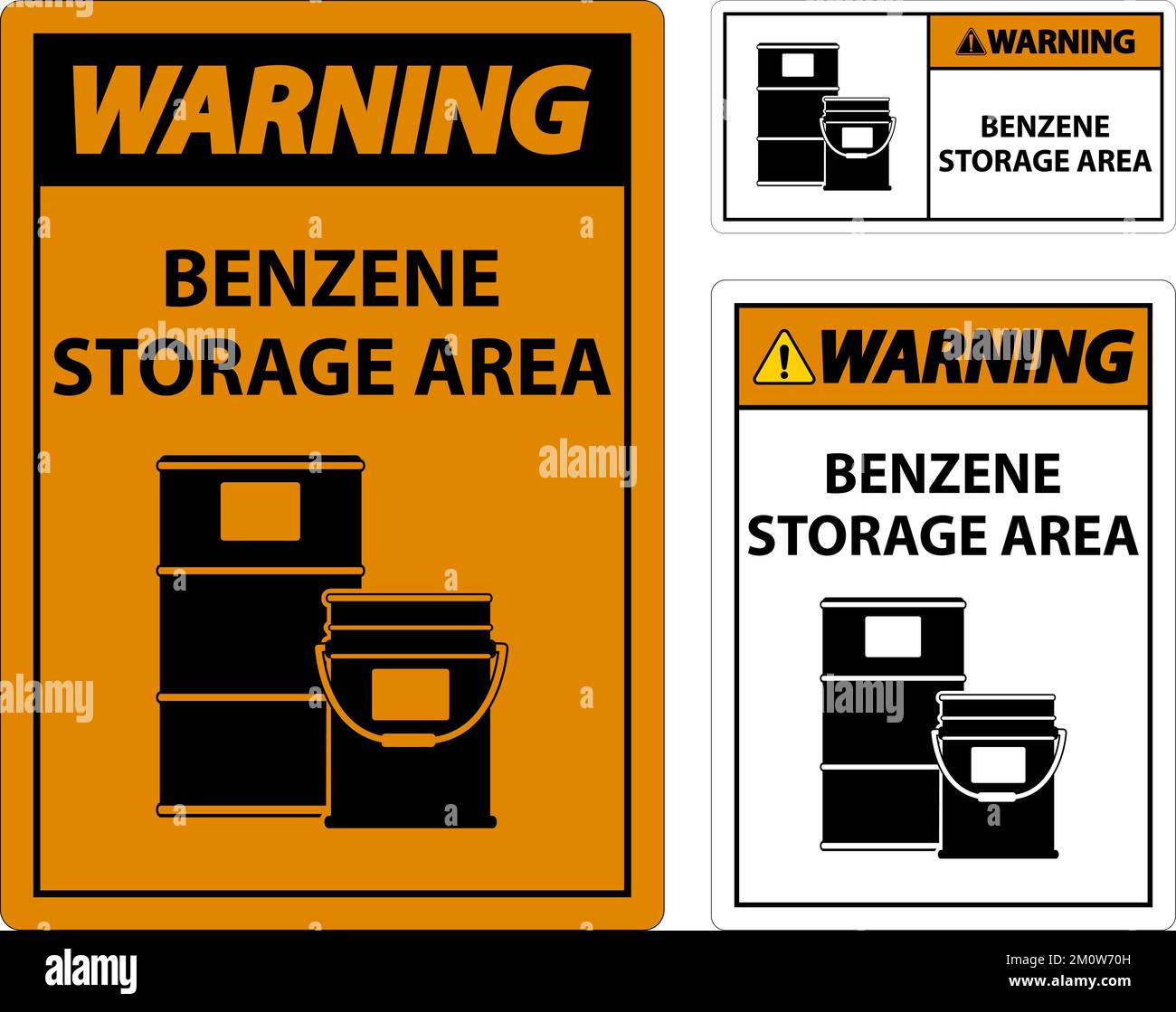 Warning Benzene Storage Area Sign On White Background Stock Vector ...