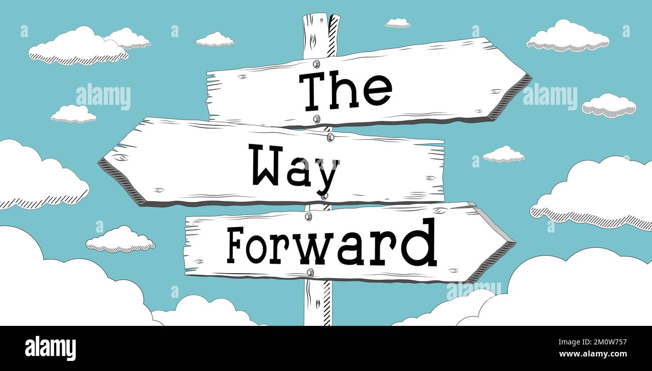 The way forward - outline signpost with three arrows Stock Photo - Alamy