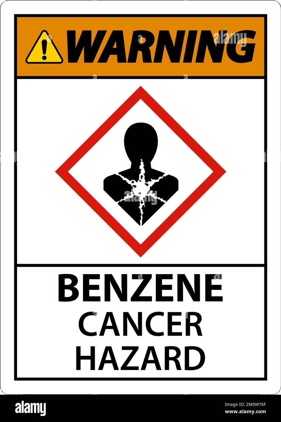 Warning Benzene Cancer Hazard GHS Sign On White Background Stock Vector ...