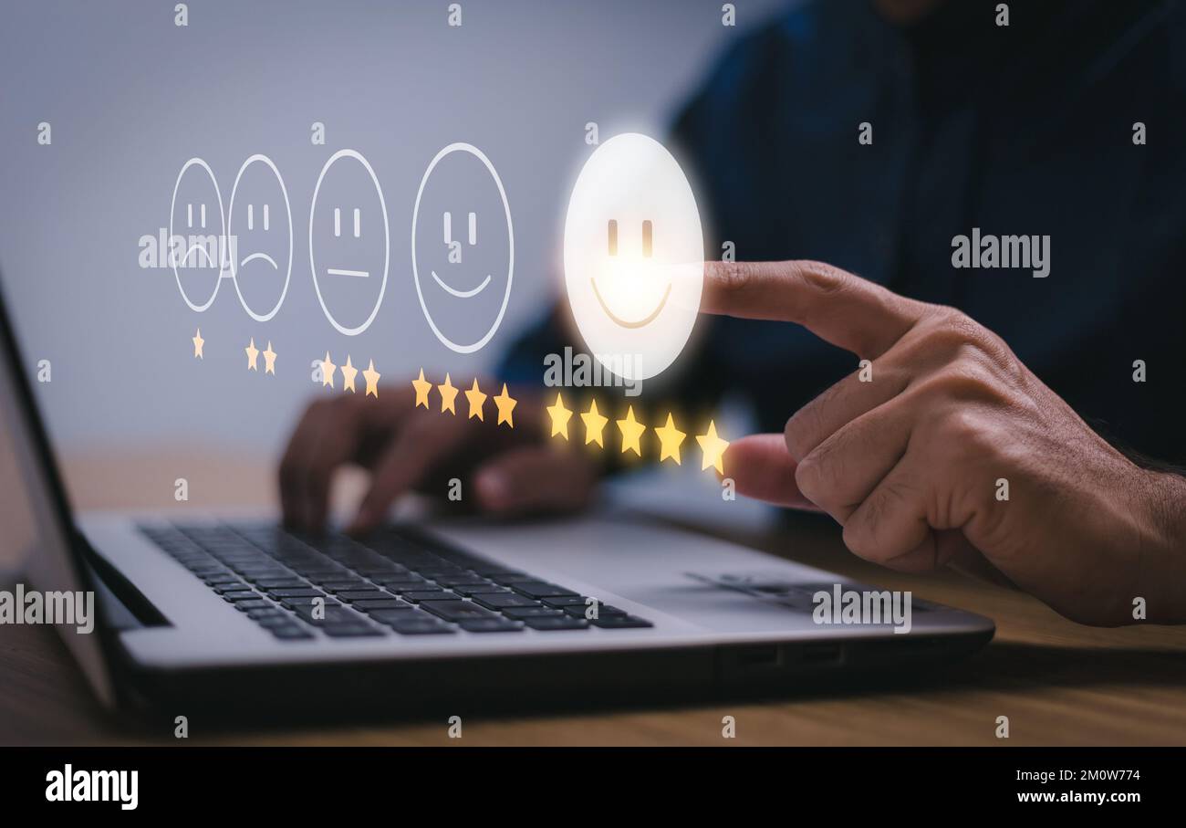 Customer service and Satisfaction concept, Business people touching the ...