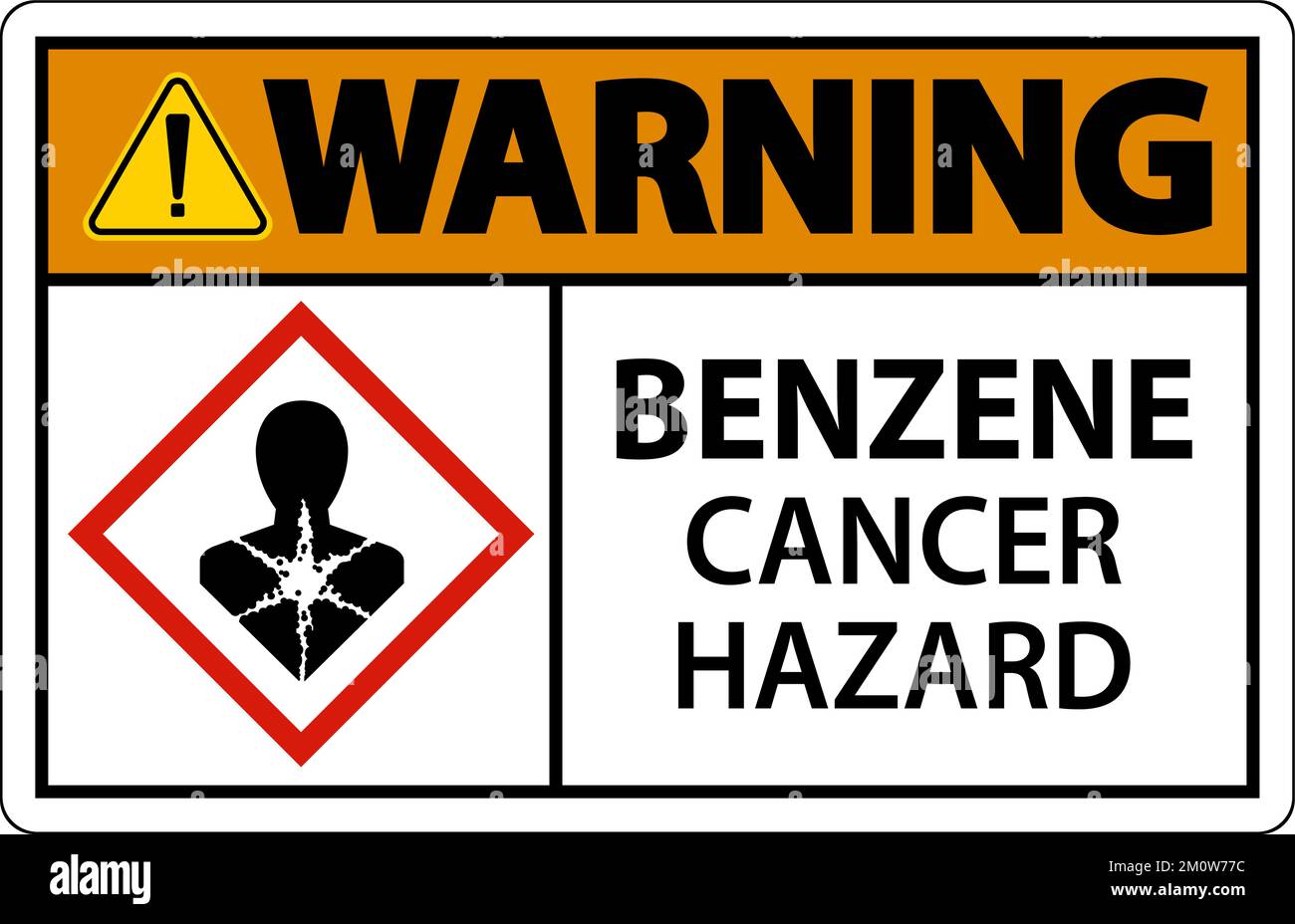 Warning Benzene Cancer Hazard GHS Sign On White Background Stock Vector ...