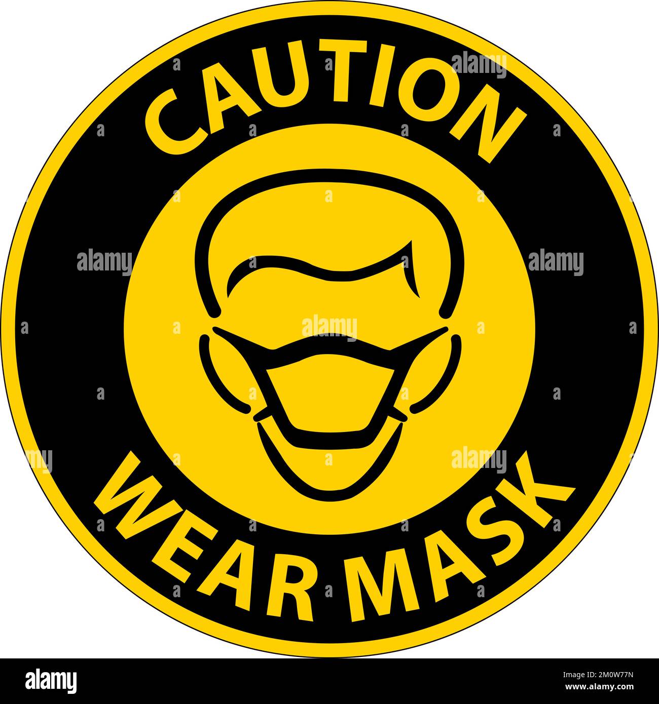 Caution Wear Mask Sign On White Background Stock Vector Image & Art - Alamy
