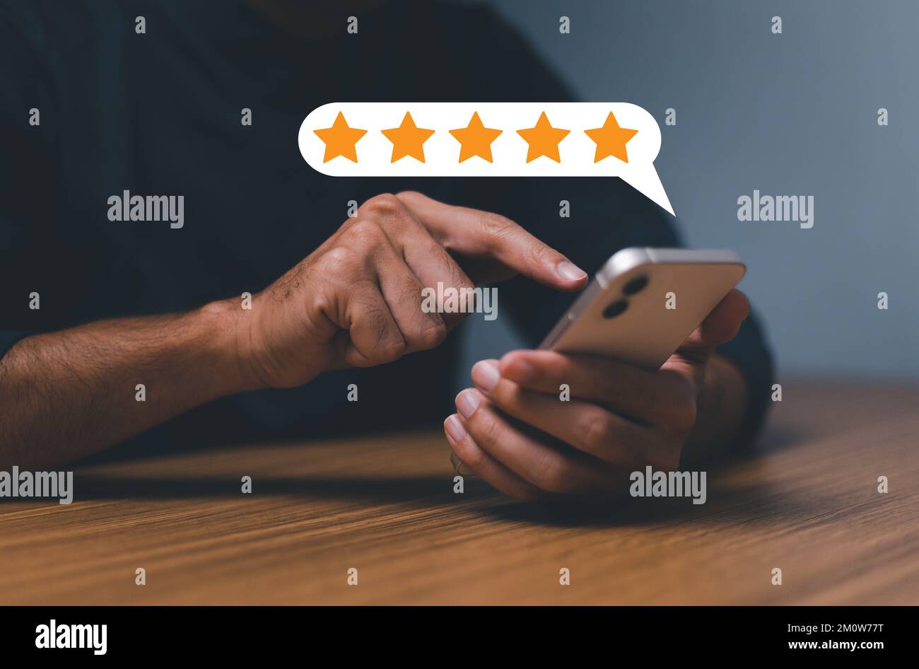 Customer review satisfaction feedback survey concept, User give rating to service experience on ...
