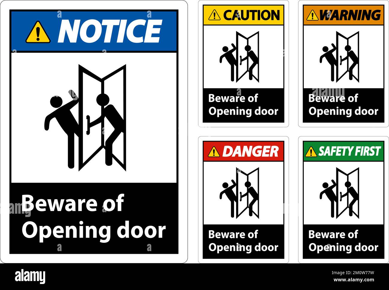 Beware Opening Door Sign On White Background Stock Vector Image & Art ...
