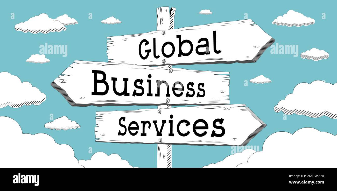 Global business services - outline signpost with three arrows Stock ...
