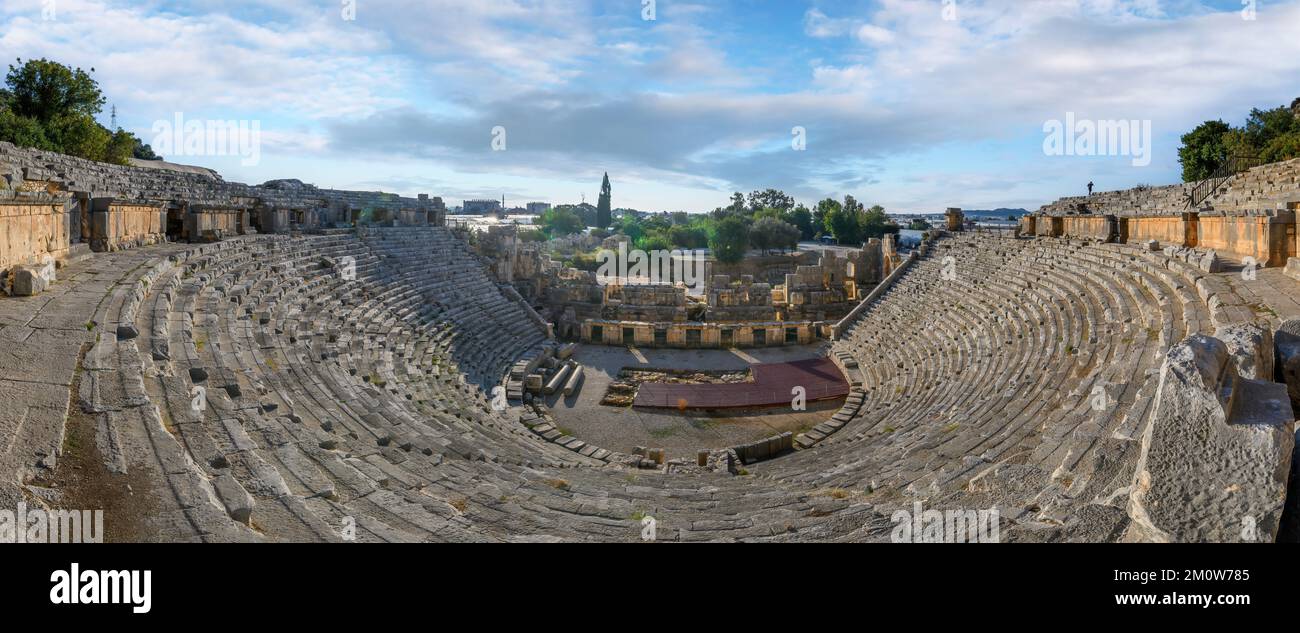 Ruins of the ancient city of Myra in Demre, Turkey. Ancient tombs and ...