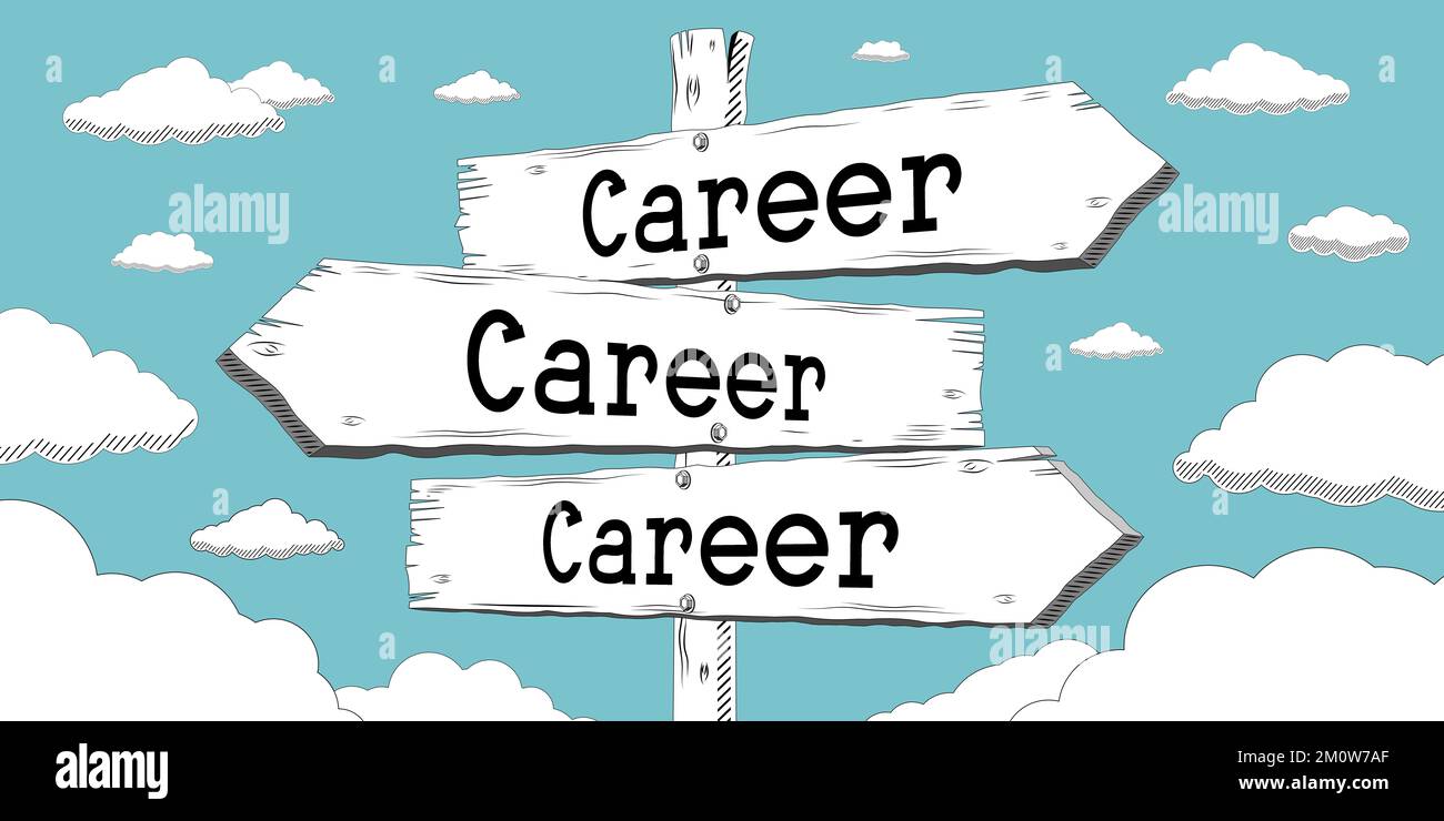 Career - outline signpost with three arrows Stock Photo - Alamy