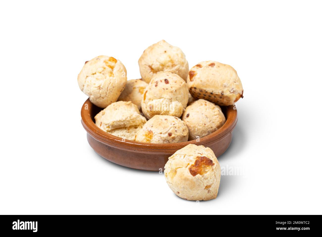 Chipa, typical Paraguayan cheese bread on bowl isolated on white ...