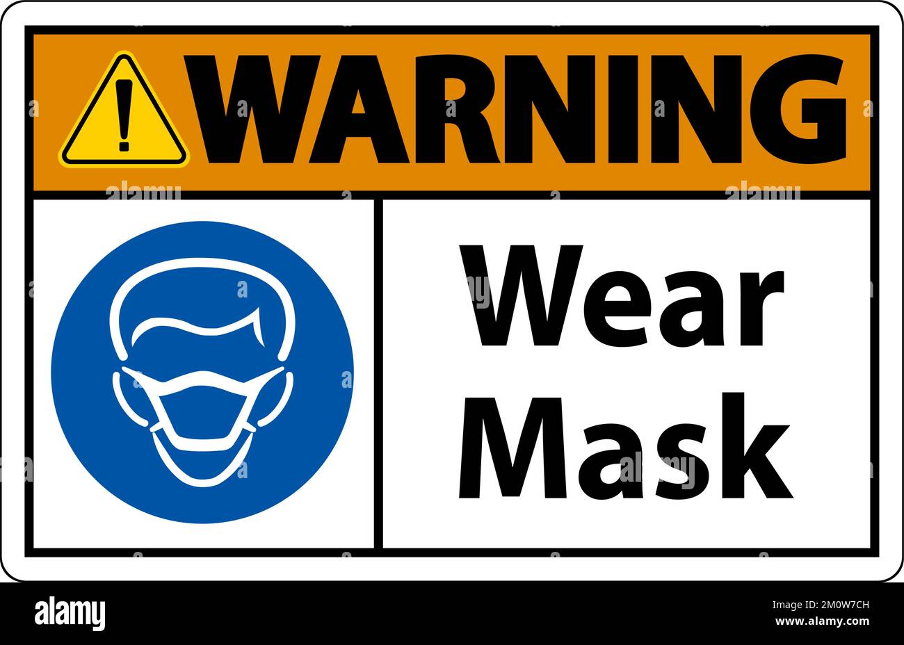 Warning Wear Mask Sign On White Background Stock Vector Image & Art - Alamy