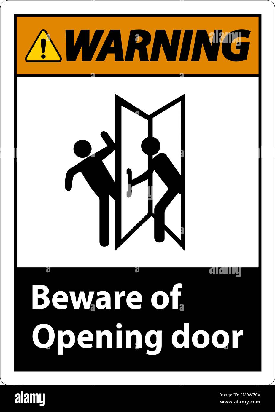 Warning Beware Opening Door Sign On White Background Stock Vector Image ...