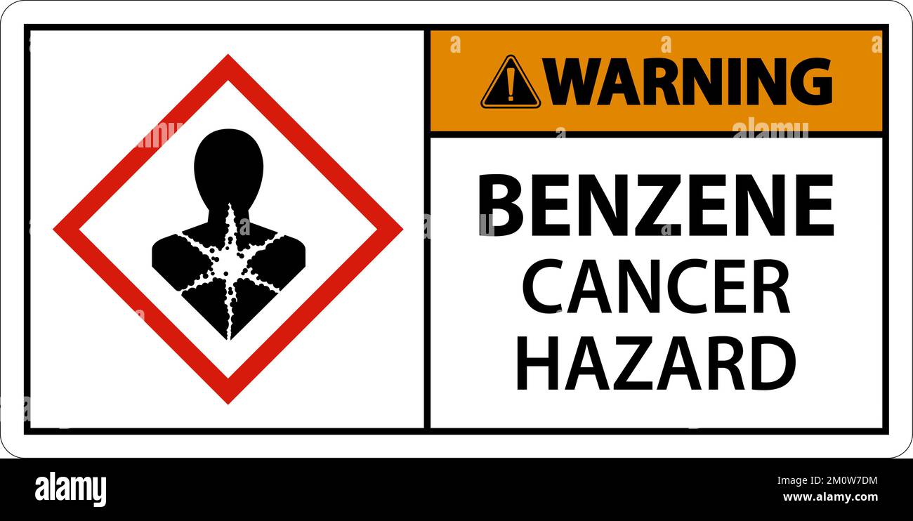 Warning Benzene Cancer Hazard GHS Sign On White Background Stock Vector ...