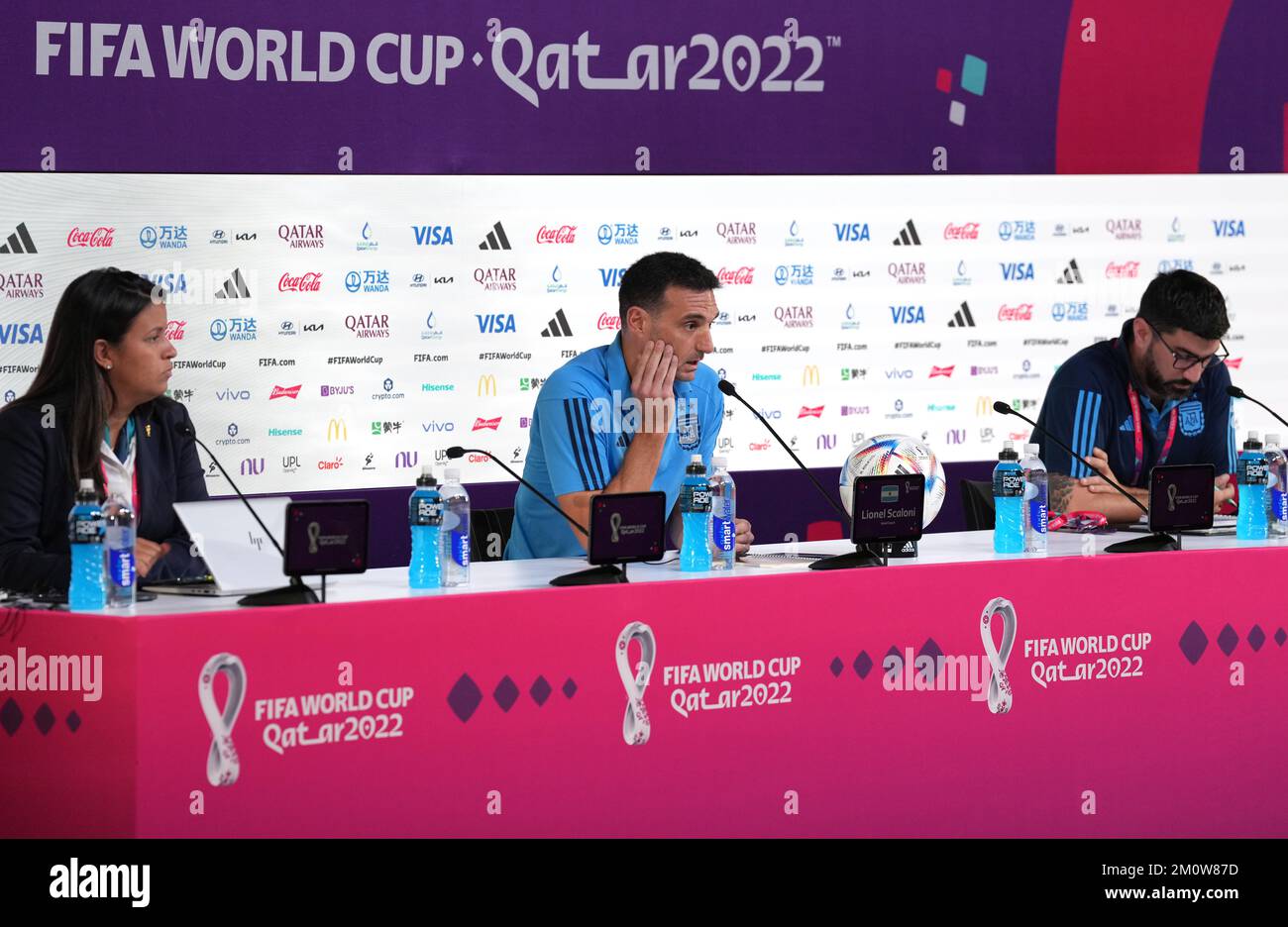 Argentina manager Lionel Scaloni during a press conference at the Main ...