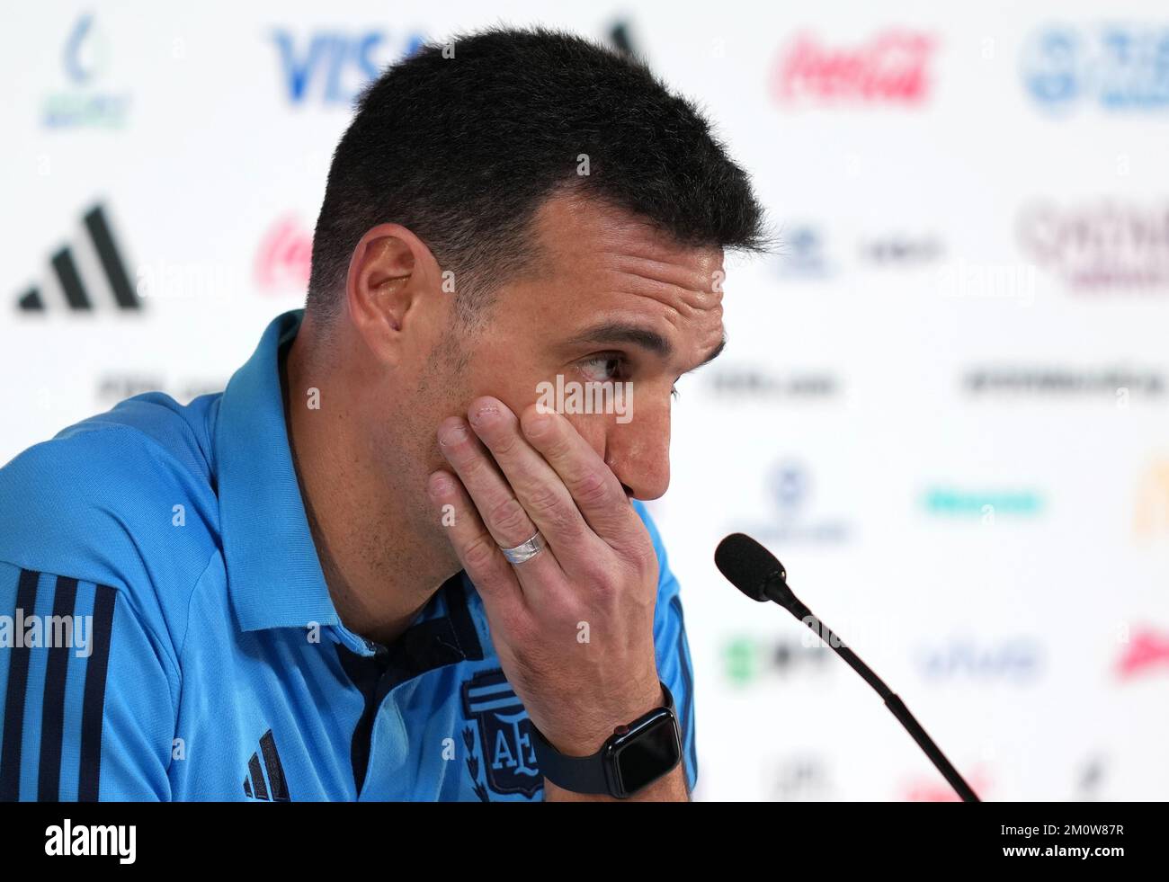 Argentina manager Lionel Scaloni during a press conference at the Main ...