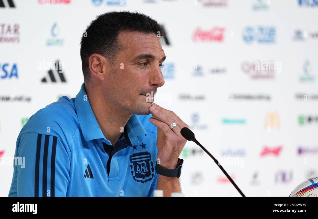Argentina manager Lionel Scaloni during a press conference at the Main ...