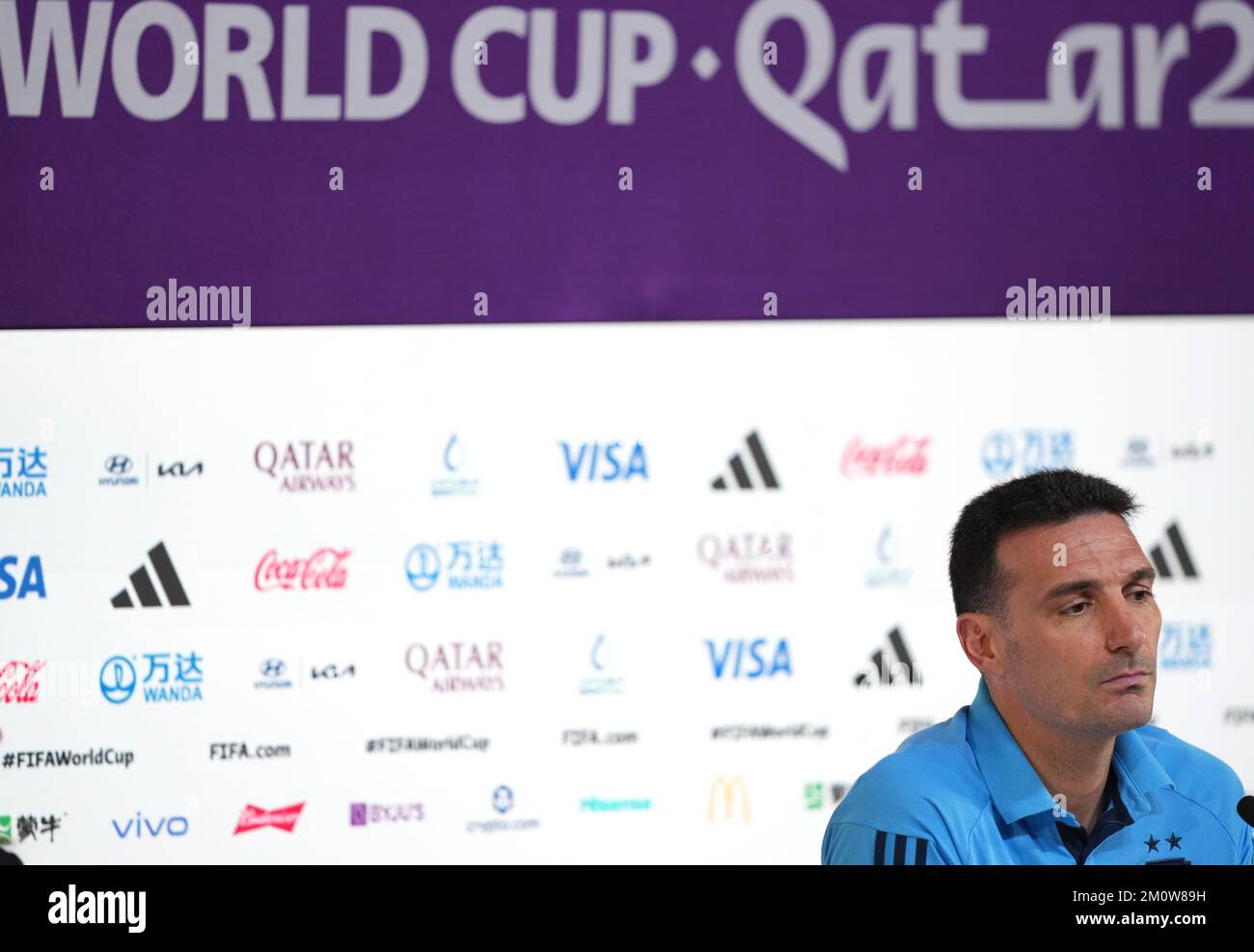 Argentina manager Lionel Scaloni during a press conference at the Main ...