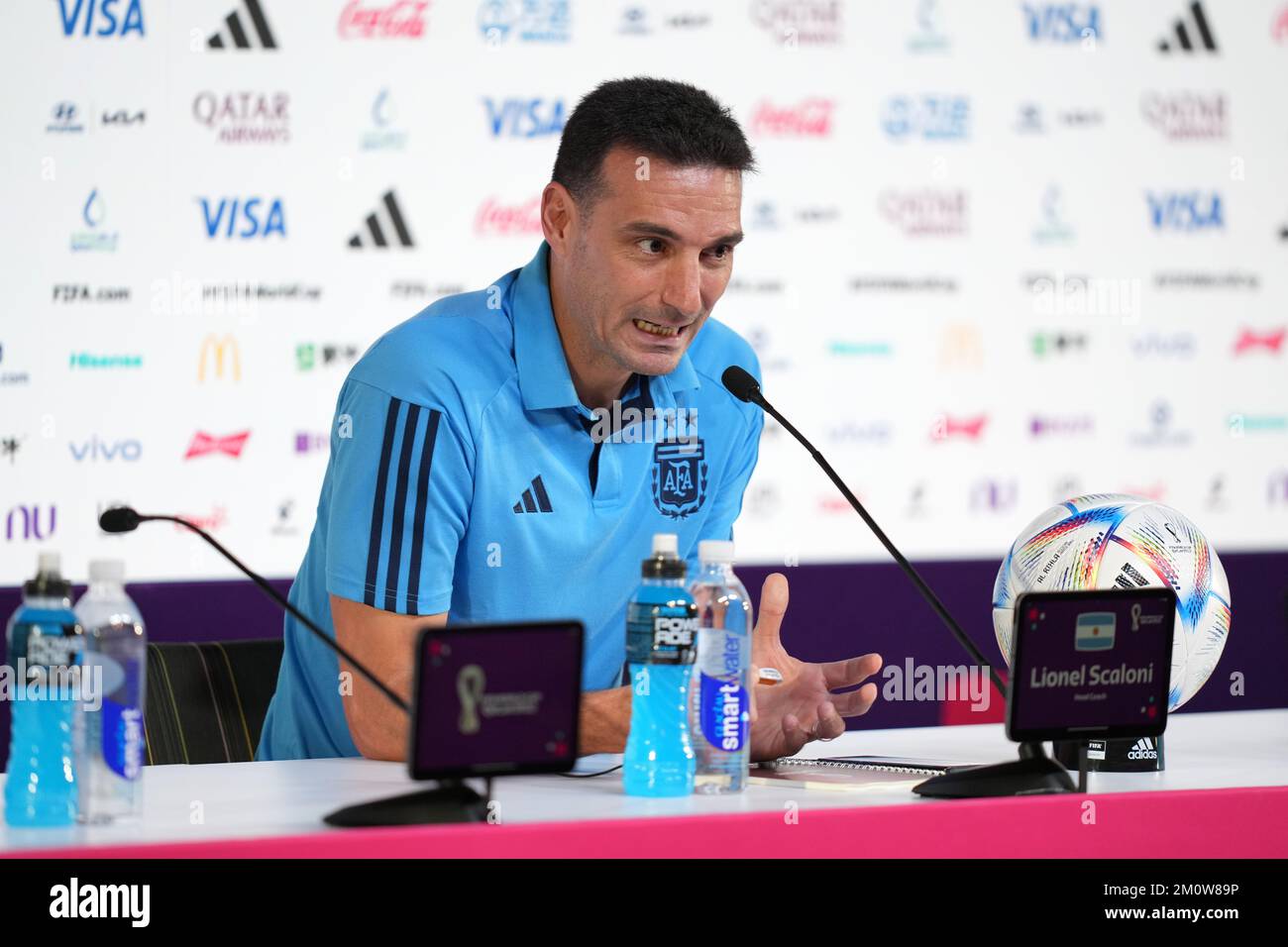 Argentina manager Lionel Scaloni during a press conference at the Main ...