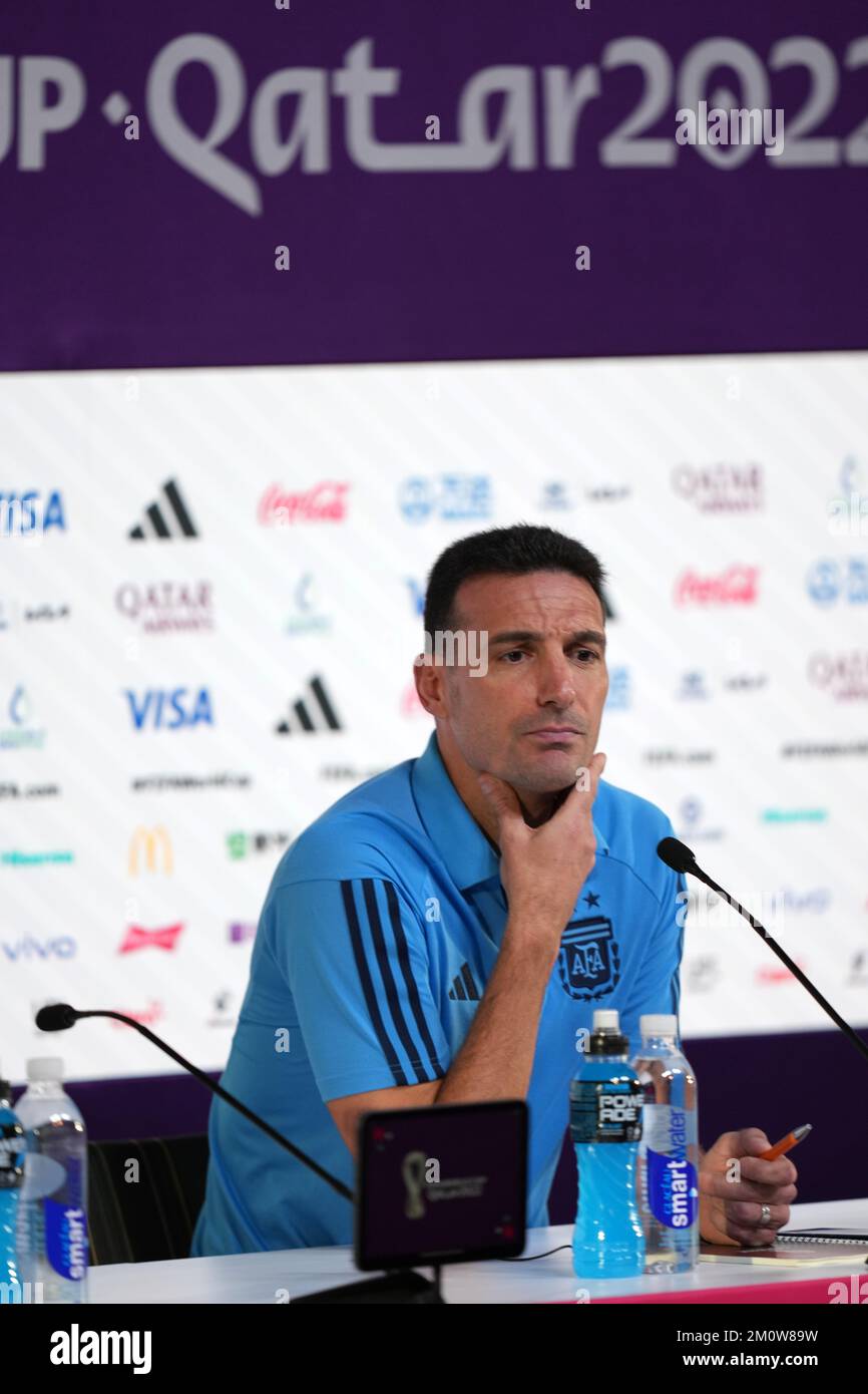 Argentina manager Lionel Scaloni during a press conference at the Main ...