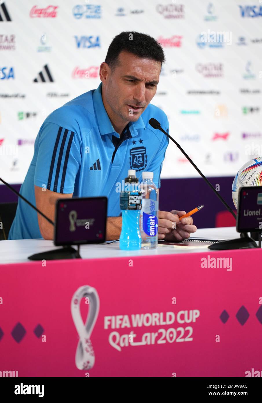Argentina manager Lionel Scaloni during a press conference at the Main ...