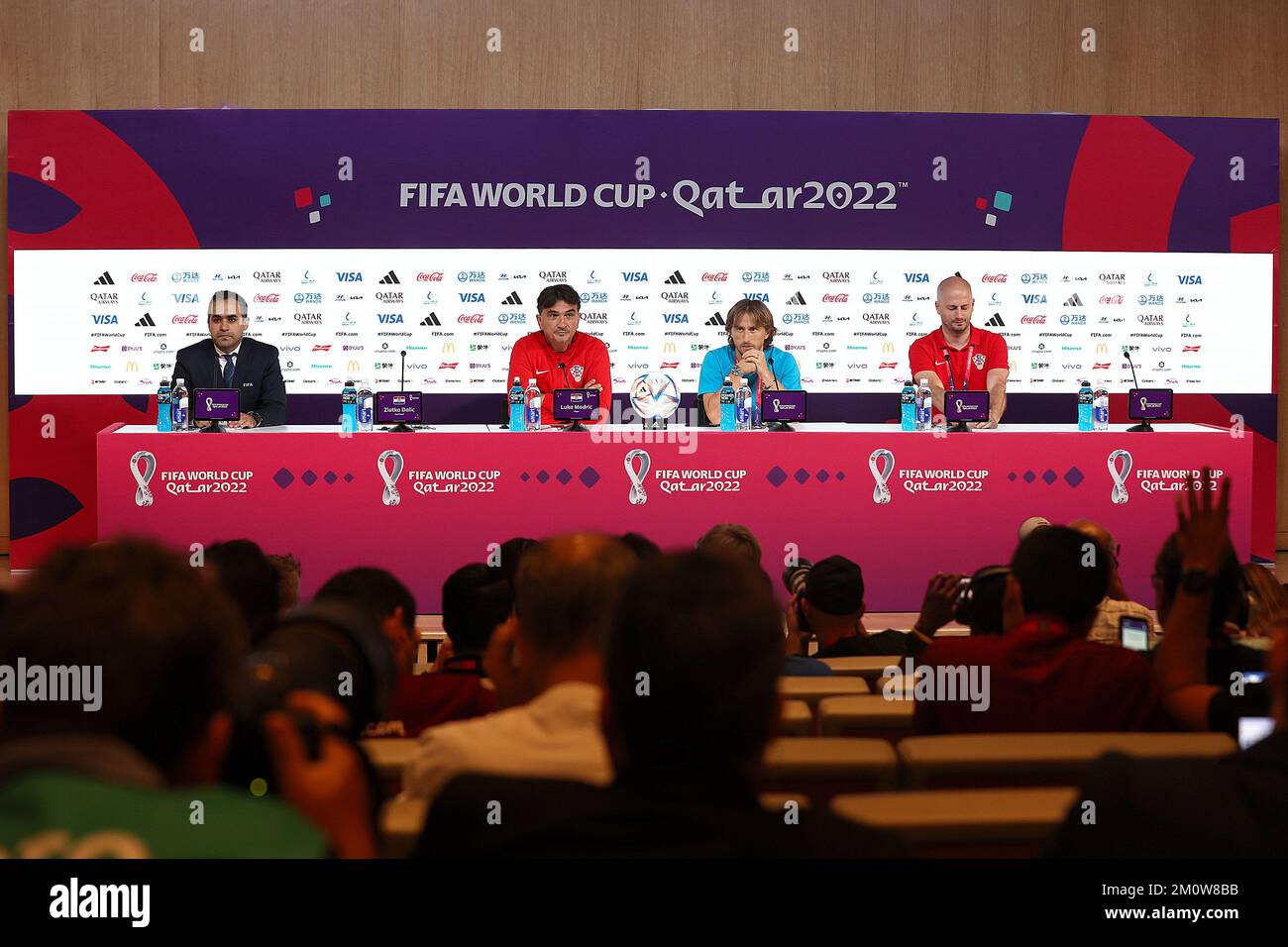 Croatia coach Zlatko Dalic and football player Luka Modric speaks to ...